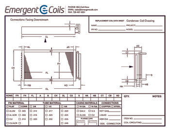 Blank Condenser Coil Connections Facing Downstream Drawing | Fins and ...