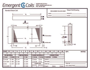 Blank Standard Steam Coil Same End Connections Drawing | Fins and Tubes ...